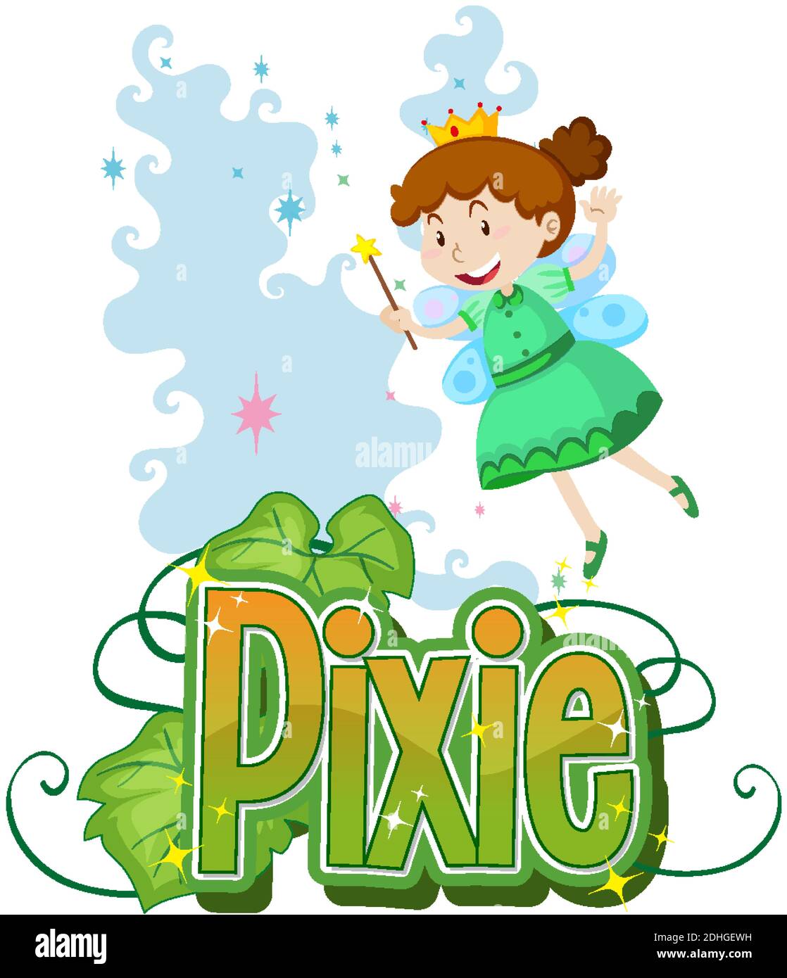 Pixie logo with little fairies on white background illustration Stock ...