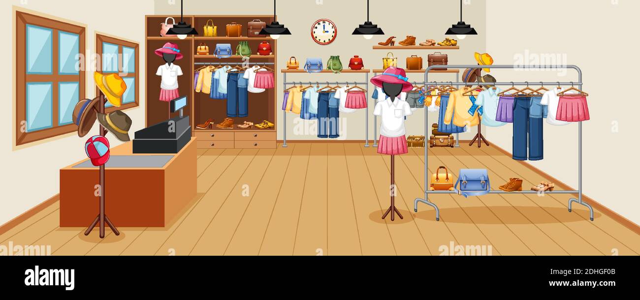 Fashion clothes store background illustration Stock Vector Image & Art ...