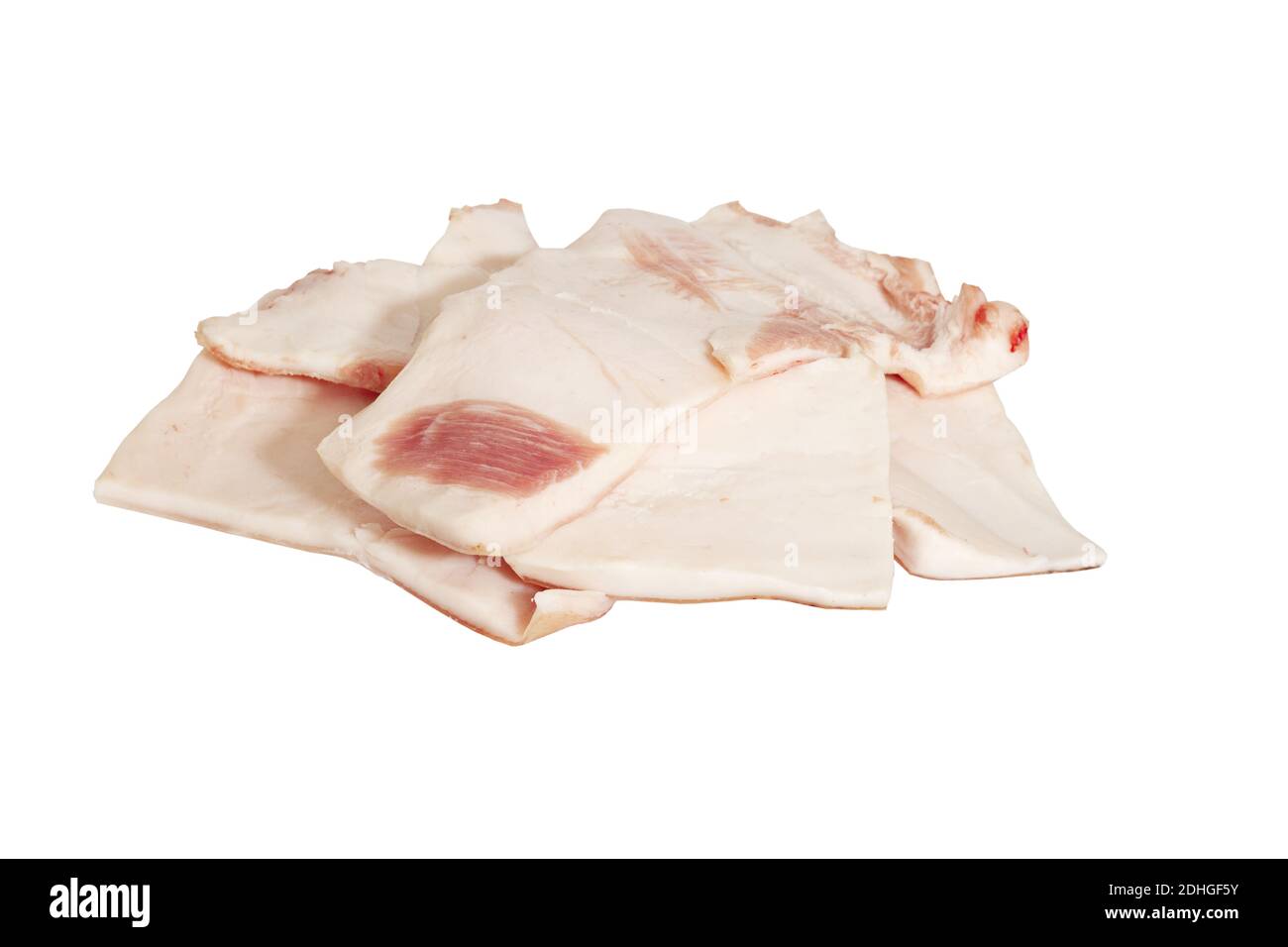 An isolated closeup of a raw pork skin on a white background Stock ...