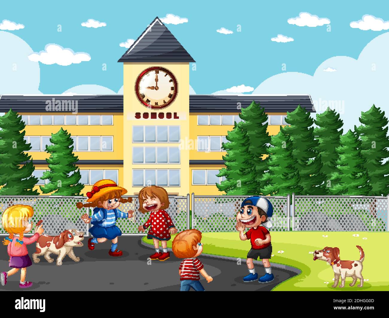 Children in the school scene illustration Stock Vector Image & Art - Alamy