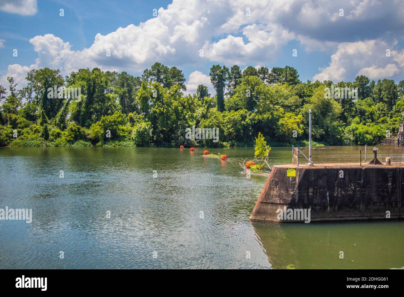 Augusta, Ga USA - 07 04 20: Lock and Dam river and green landscapes ...