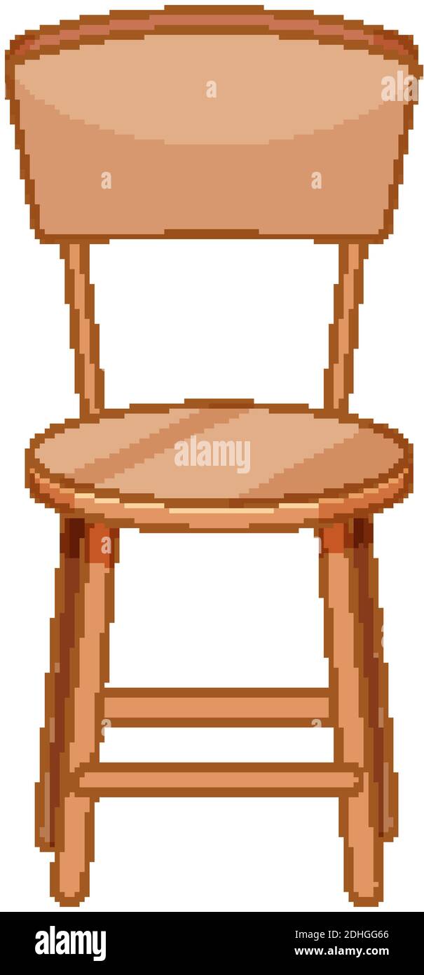 Wooden chair cartoon style isolated on white background illustration ...