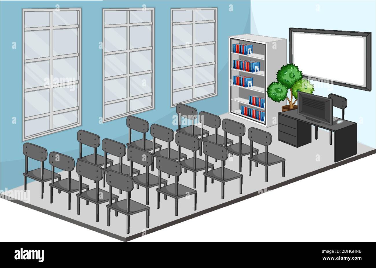 Meeting room or classroom interior with furniture illustration Stock ...