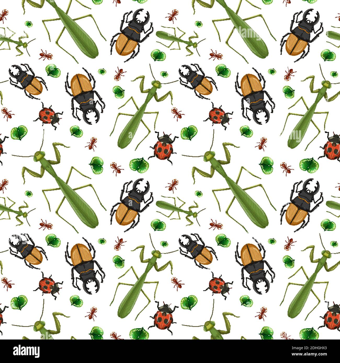 Different insects seamless pattern white background illustration Stock Vector Image & Art - Alamy