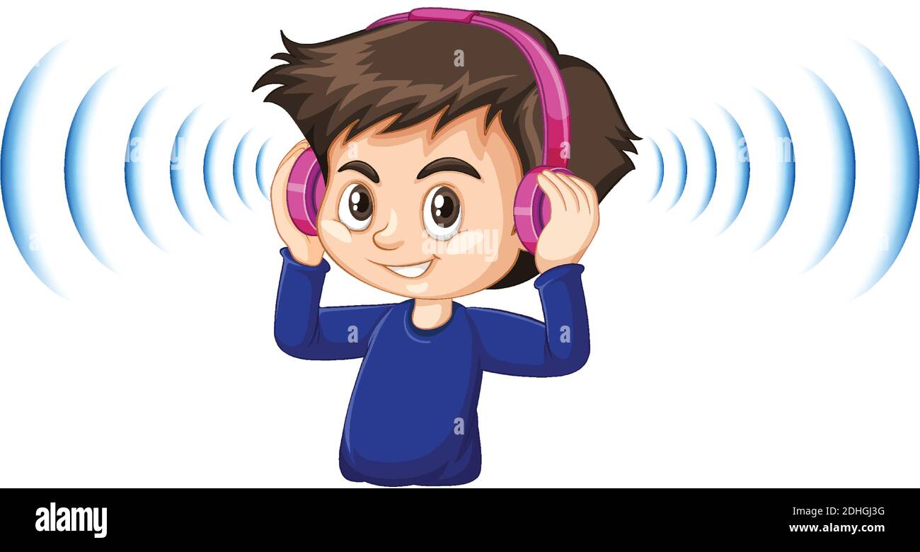 Boy wearing noise cancelling headphones illustration Stock Vector Image & Art - Alamy