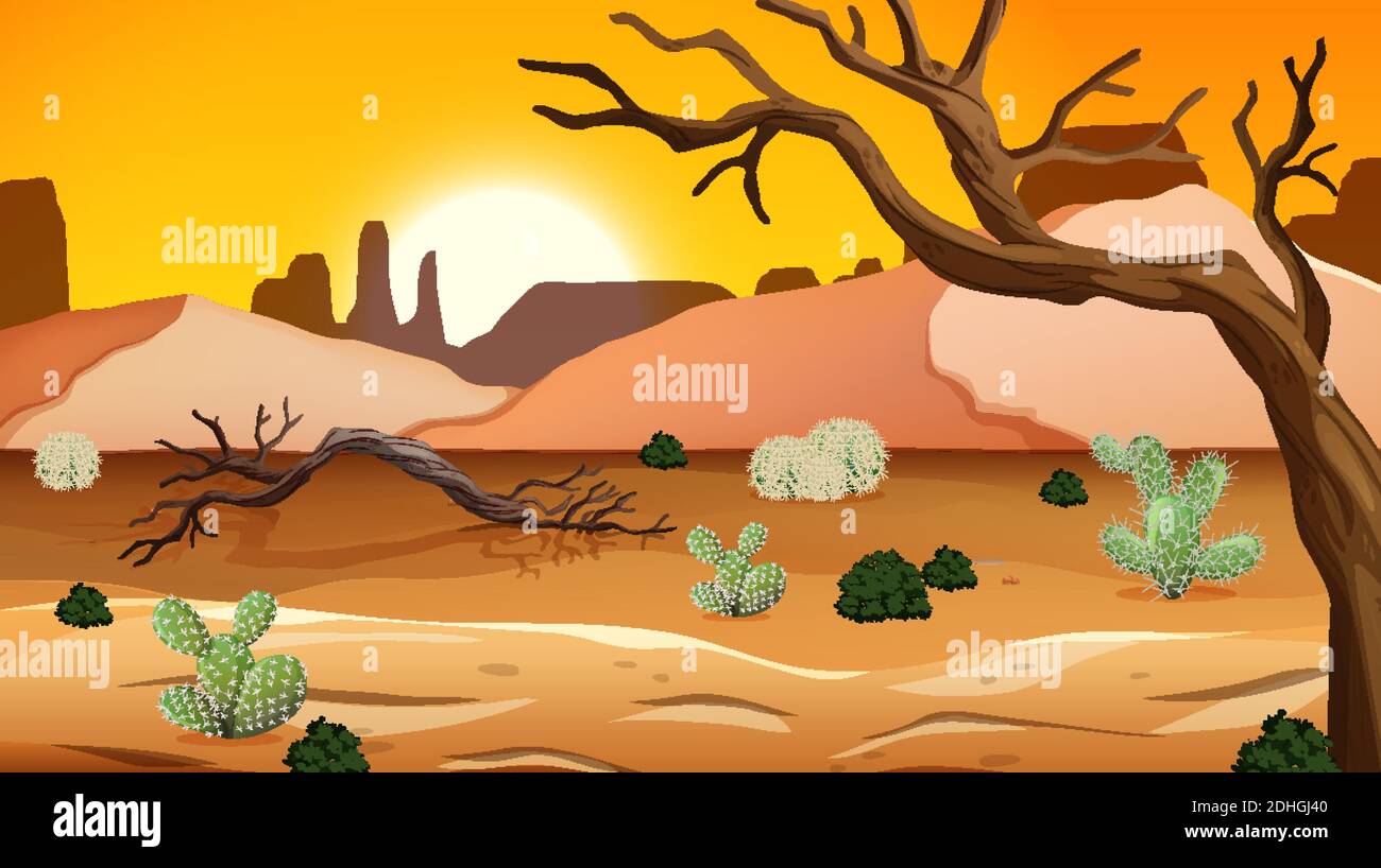 Wild desert landscape at daytime scene illustration Stock Vector Image ...