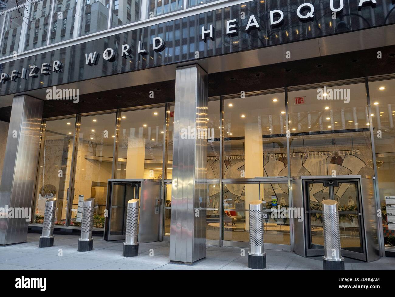 New York, NY, USA - December 10, 2020: Exterior of the Pfizer World ...