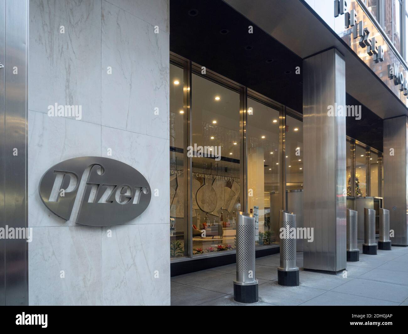New York, NY, USA - December 10, 2020: Exterior of the Pfizer World ...