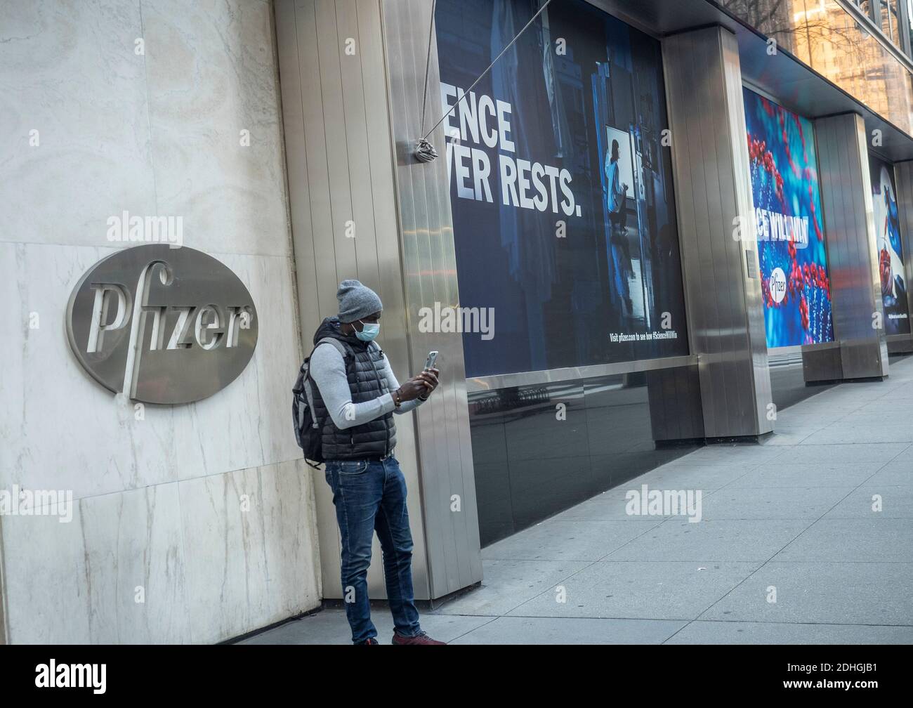 New York, NY, USA - December 10, 2020: Exterior of the Pfizer World ...