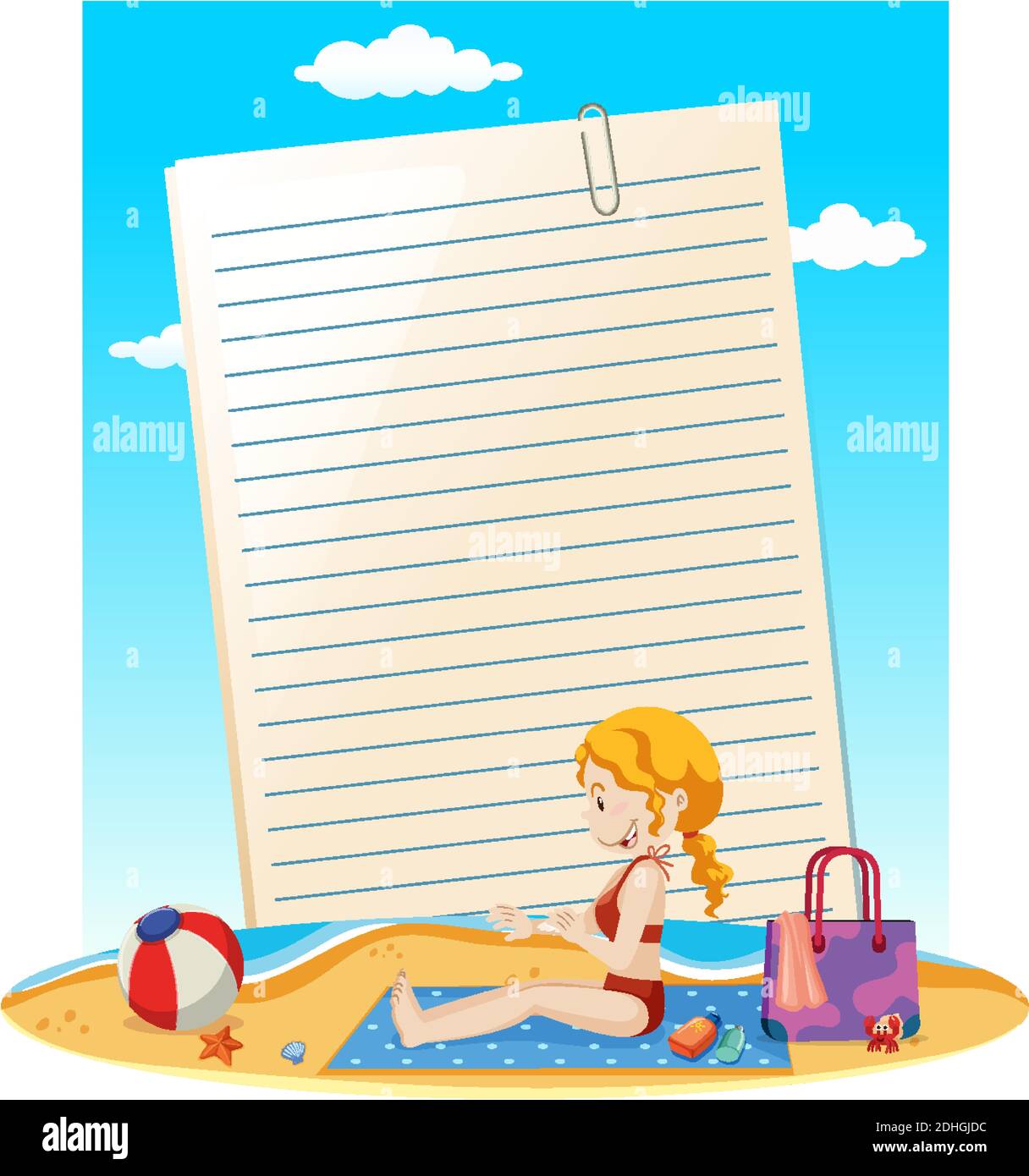 Blank paper note template summer theme illustration Stock Vector Image ...