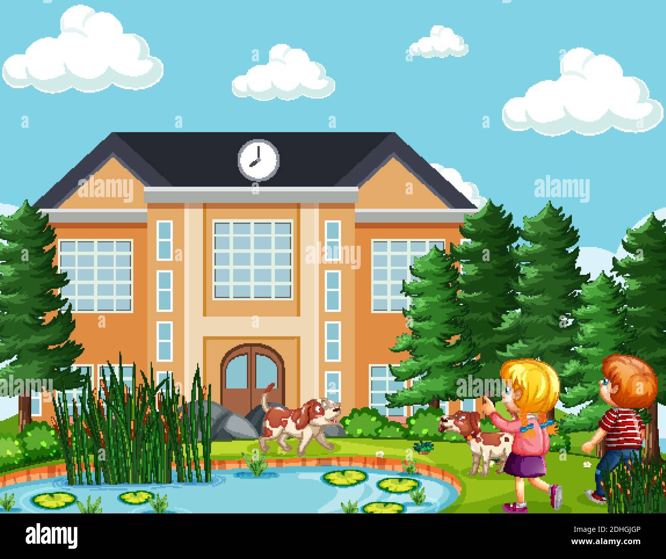 Children in the school scene illustration Stock Vector Image & Art - Alamy