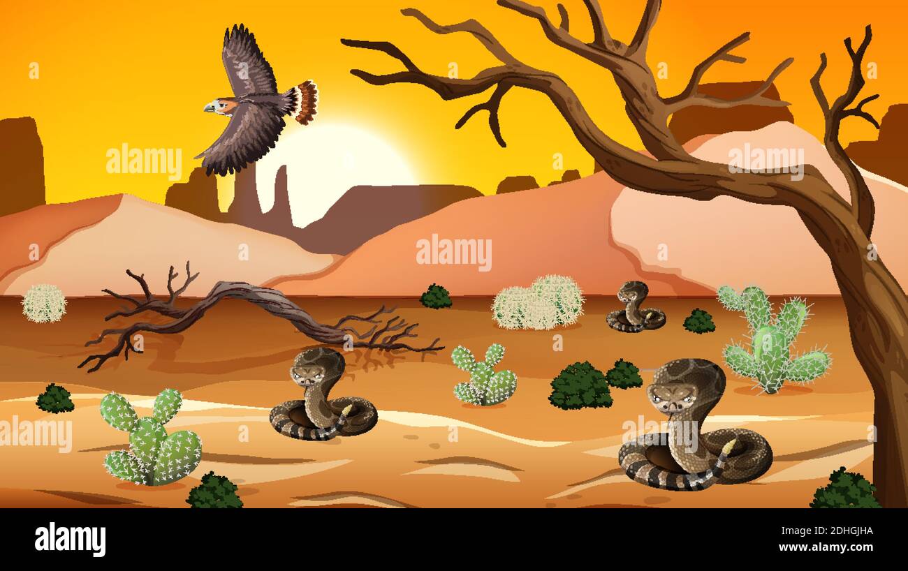 Wild desert landscape at daytime scene illustration Stock Vector Image ...