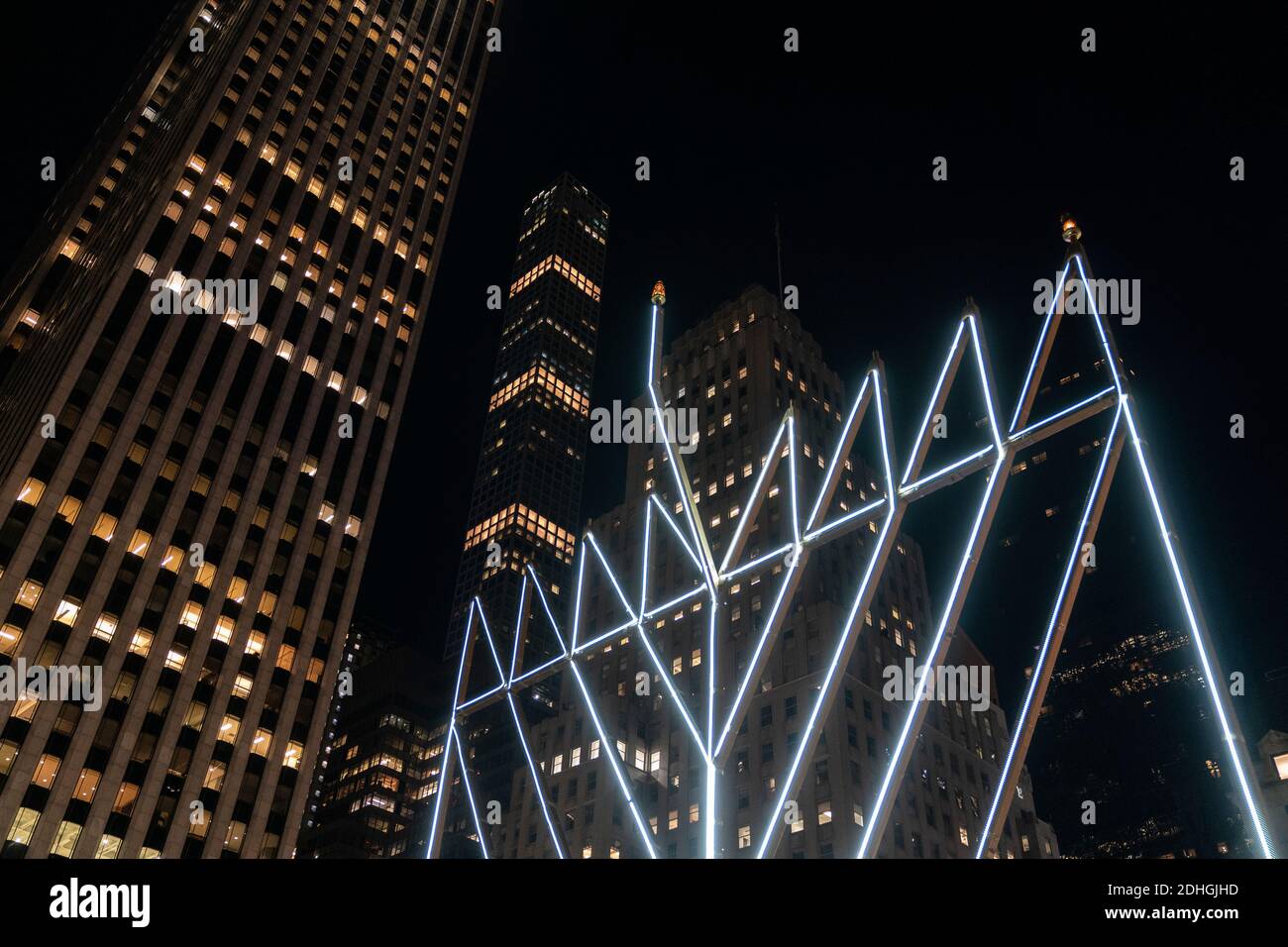 New York, NY - December 10, 2020: View of largest menorah in the world ...