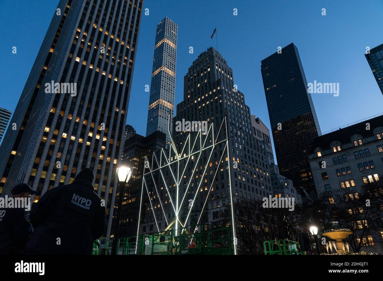 New York, NY - December 10, 2020: View of largest menorah in the world ...