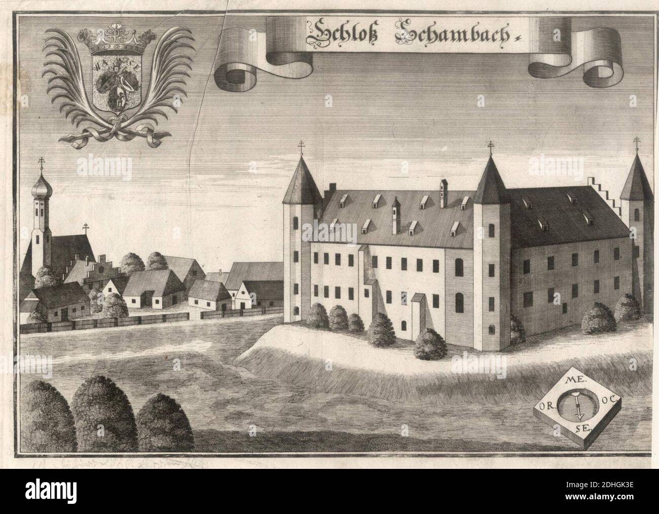 Kupferstich - Schloss Schambach - Wening Stock Photo - Alamy