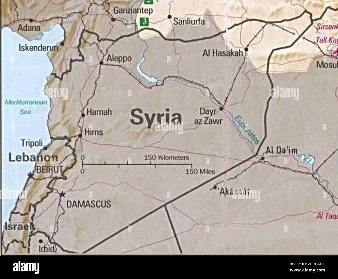 Kurdish-inhabited area of Syria by CIA Stock Photo - Alamy