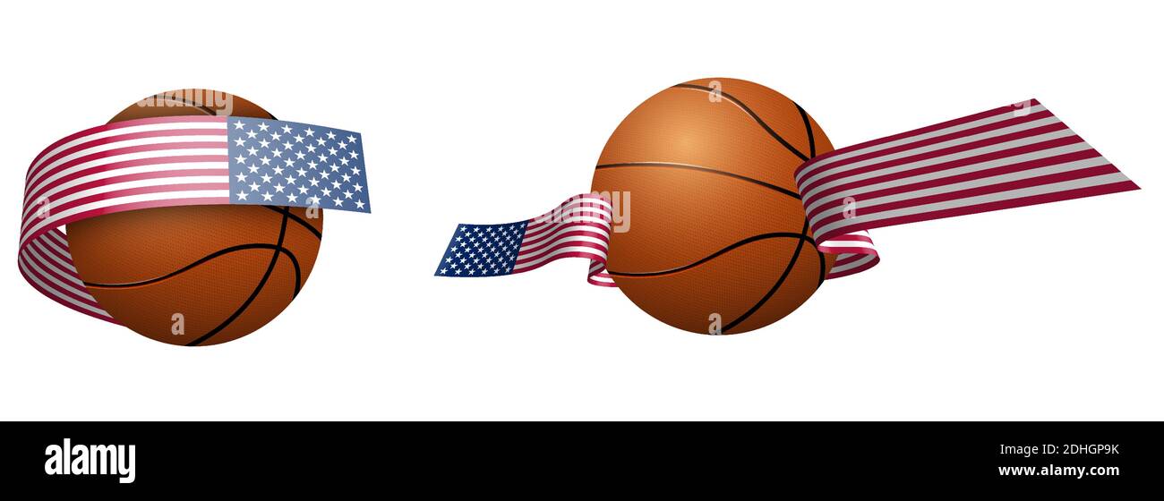 balls for basketball in ribbons with the colors of American flag ...