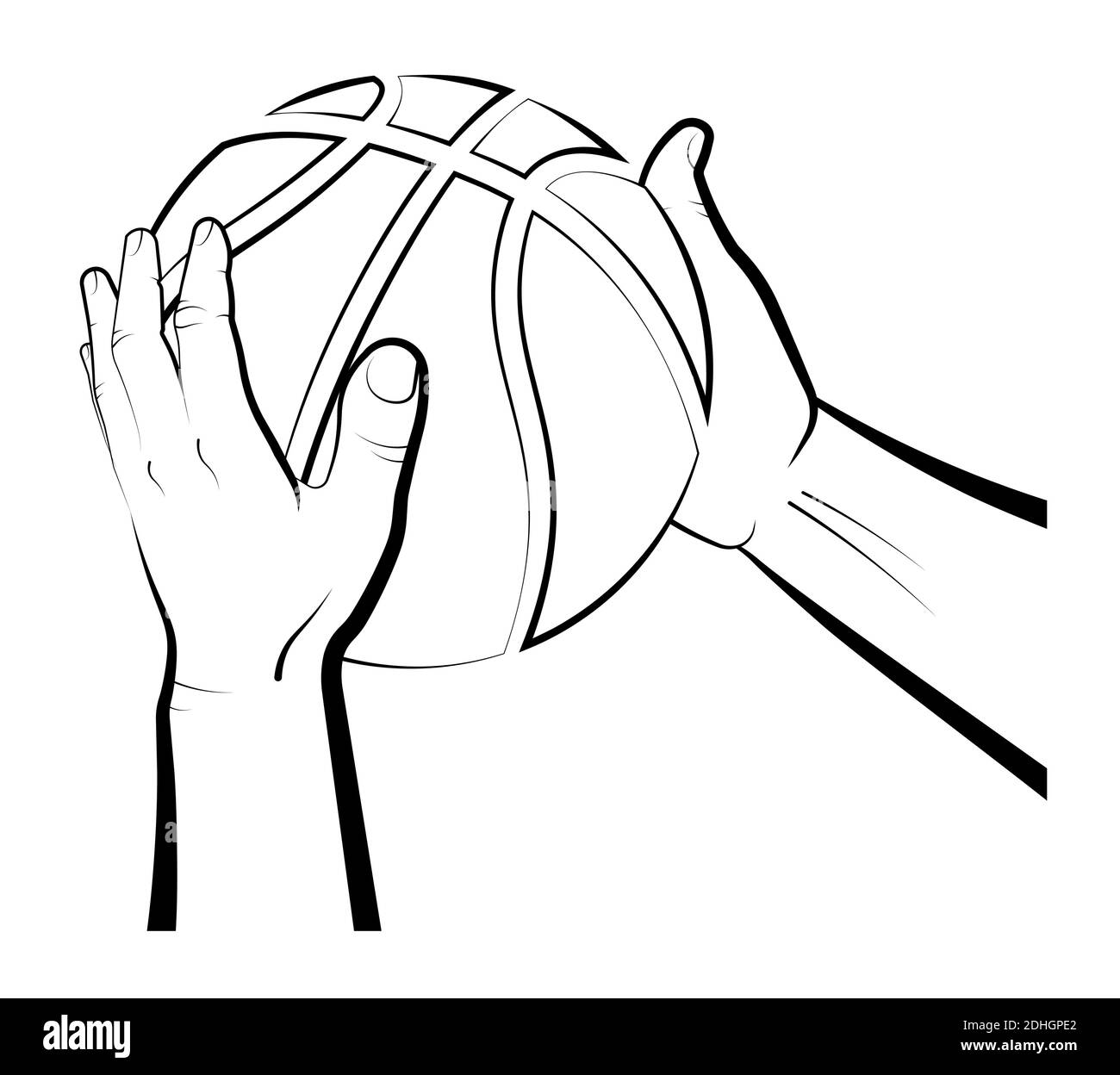 Hands holding basketball Stock Vector Images - Alamy