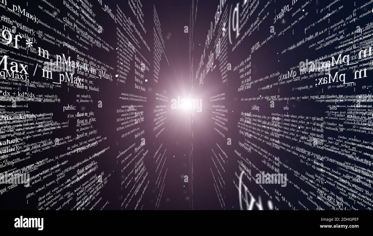 Abstract digital program code in blocks on a black background Stock ...