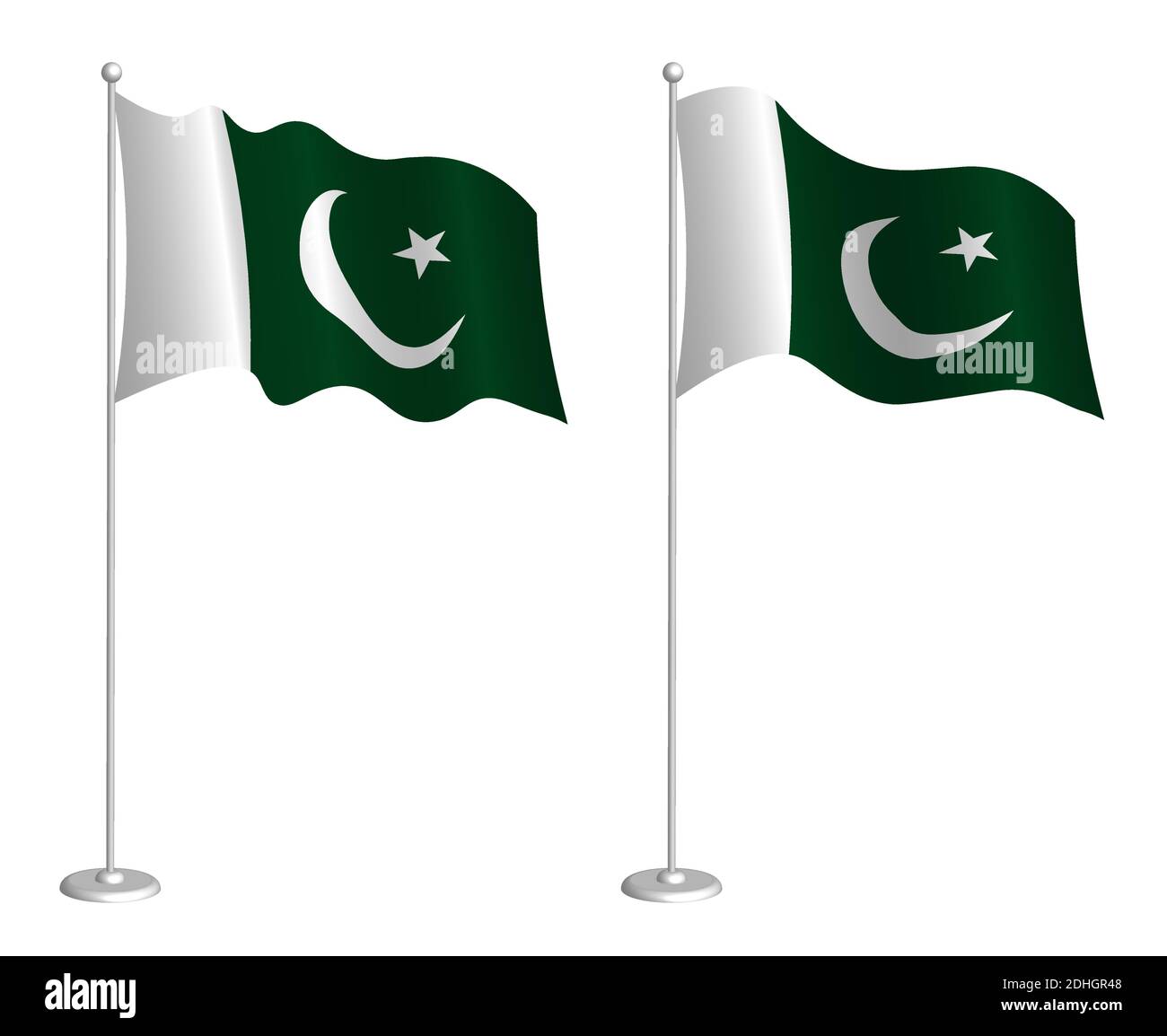 flag of Islamic Republic of Pakistan on flagpole waving in the wind ...