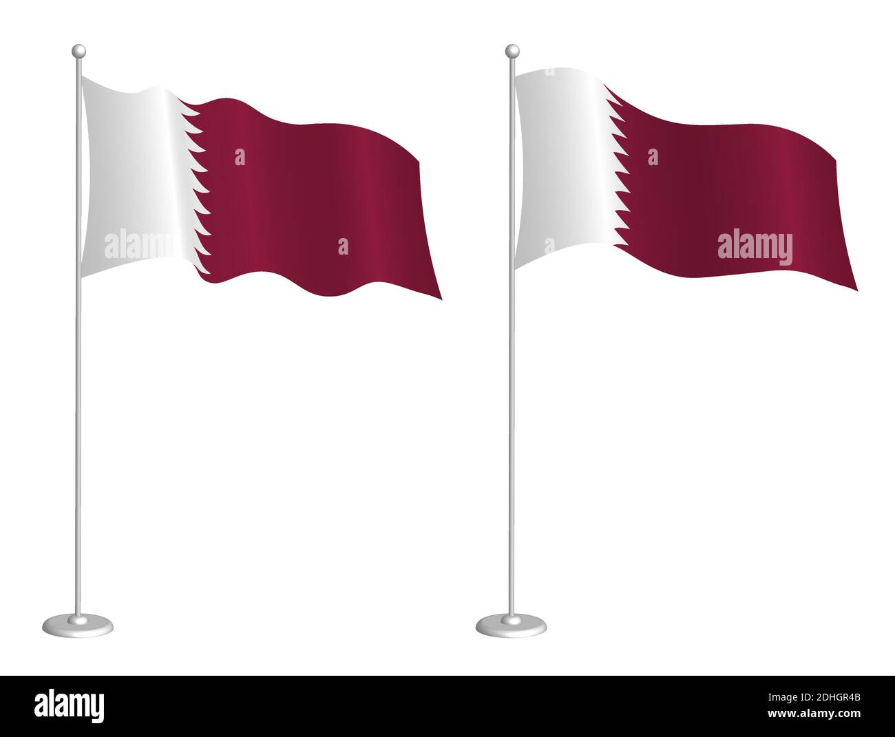 flag of Qatar on flagpole waving in the wind. Holiday design element ...