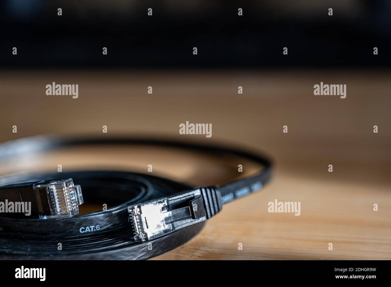 Technology focused image on text of ethernet cable Stock Photo - Alamy