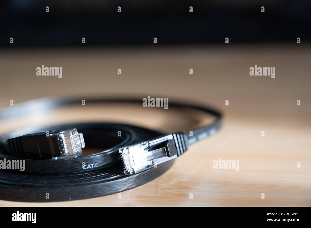 Technology focused image on text of ethernet cable Stock Photo - Alamy
