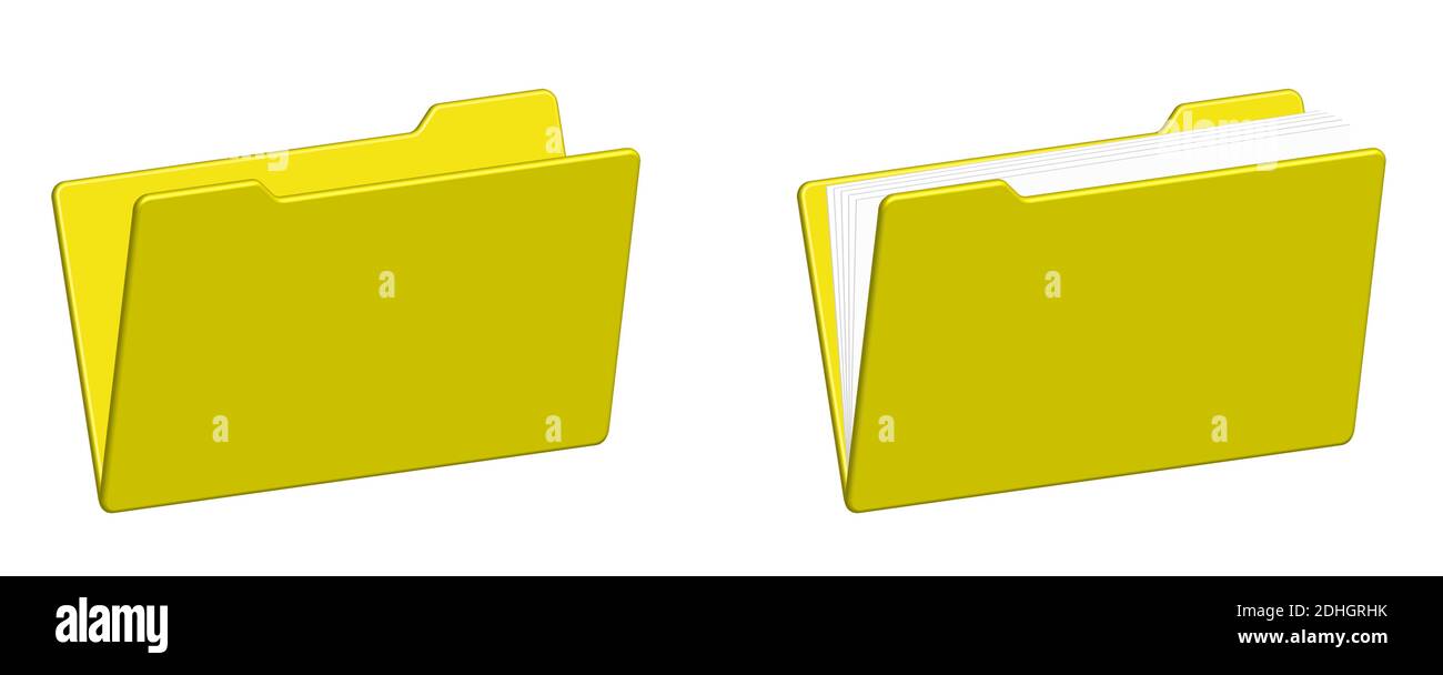 icons of open yellow folders for documents. Empty filled. Remove the ...