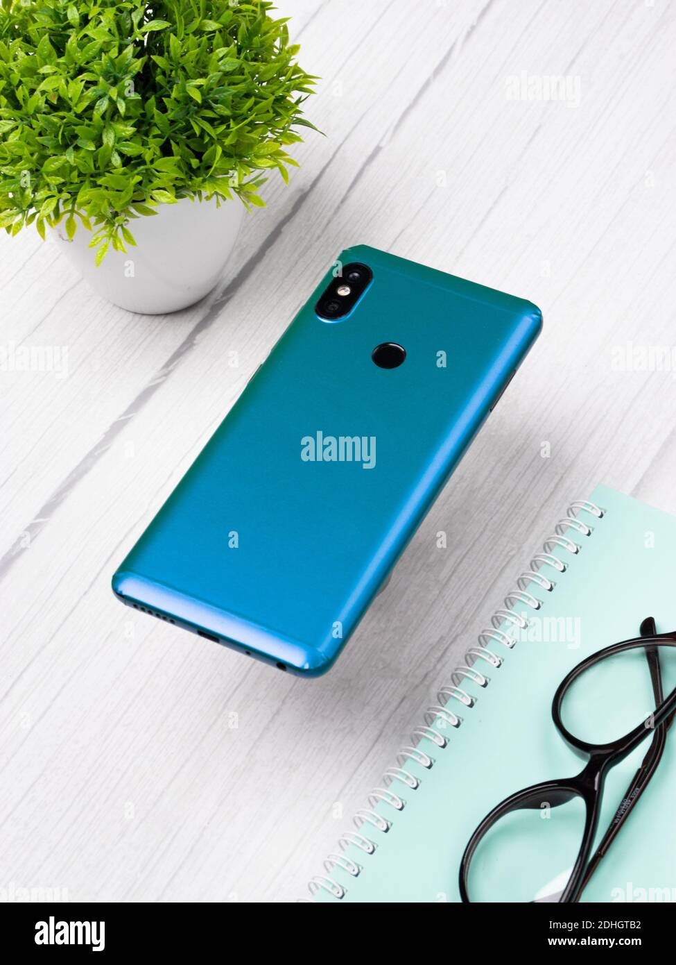 Custom phone skin flatlay with different background color Stock Photo ...