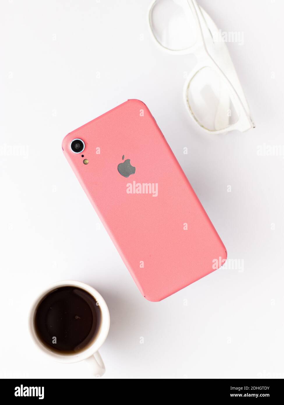 Custom phone skin flatlay with different background color Stock Photo ...