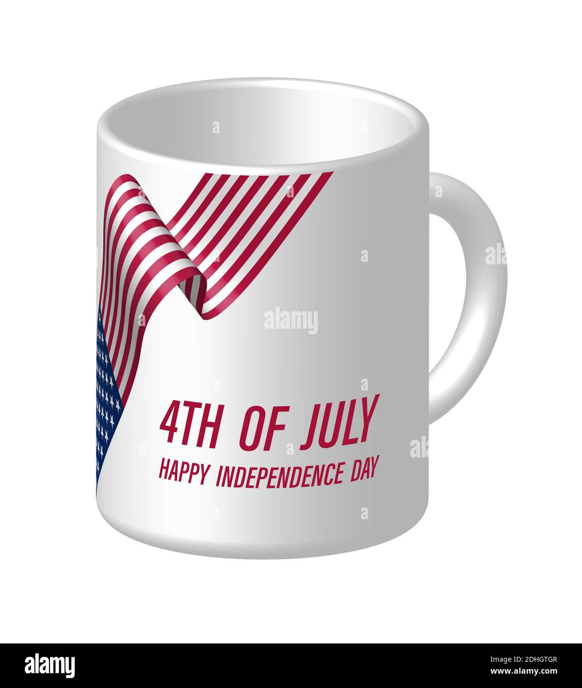 White Coffee Mug with American Flag and July 4th Congratulations ...