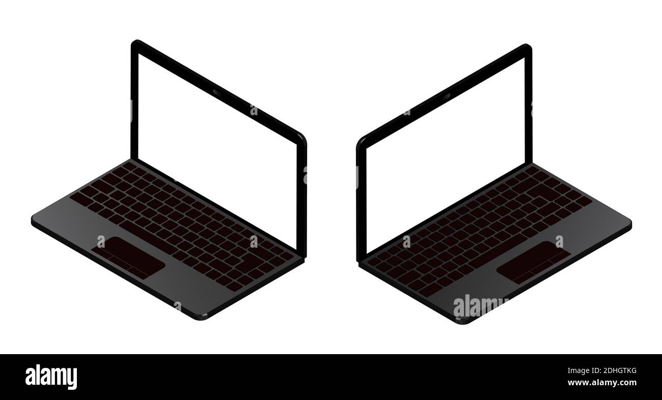 realistic laptop mockup with blank screen. Easy editing color monitor ...