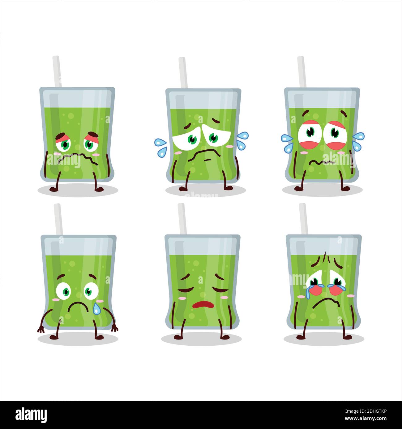 Green apple juice cartoon character with sad expression. Vector ...