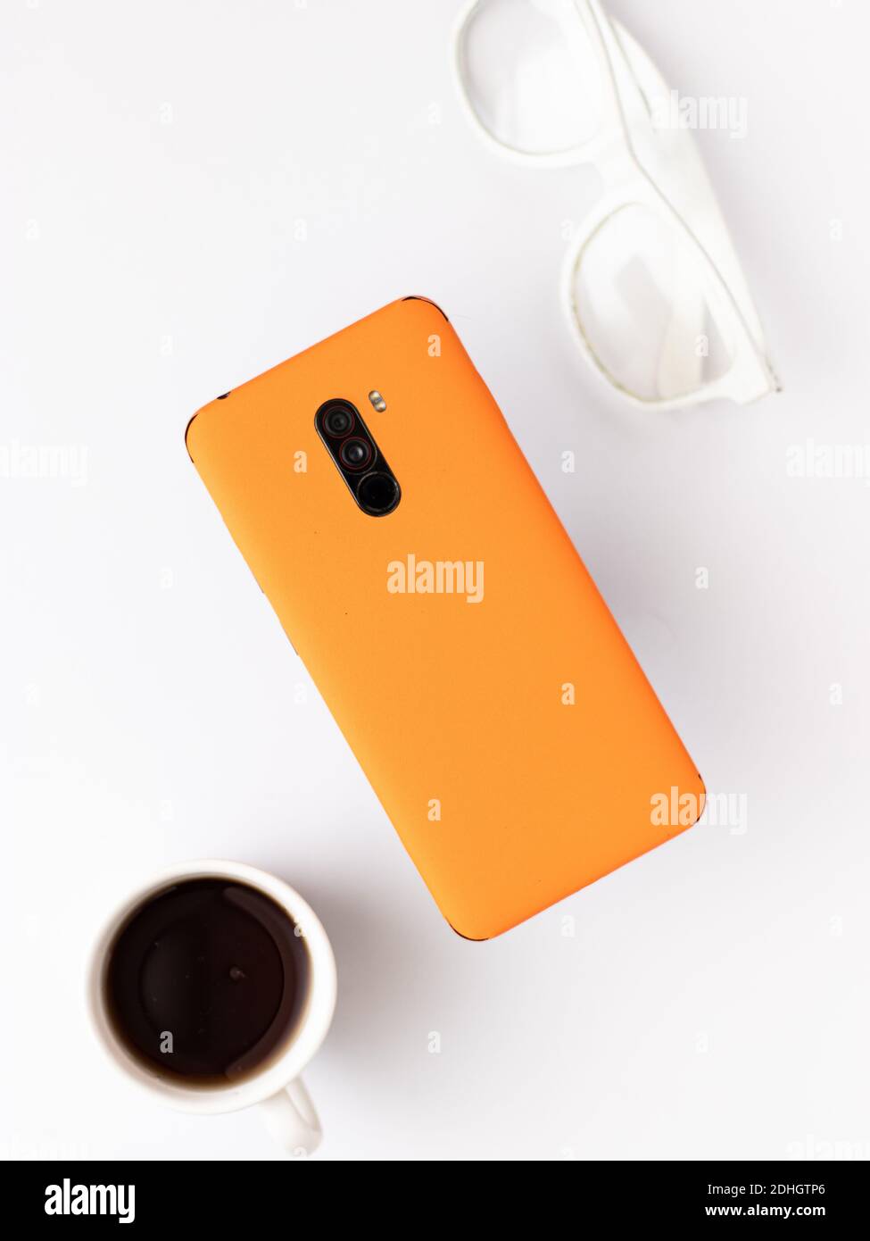 Custom phone skin flatlay with different background color Stock Photo ...