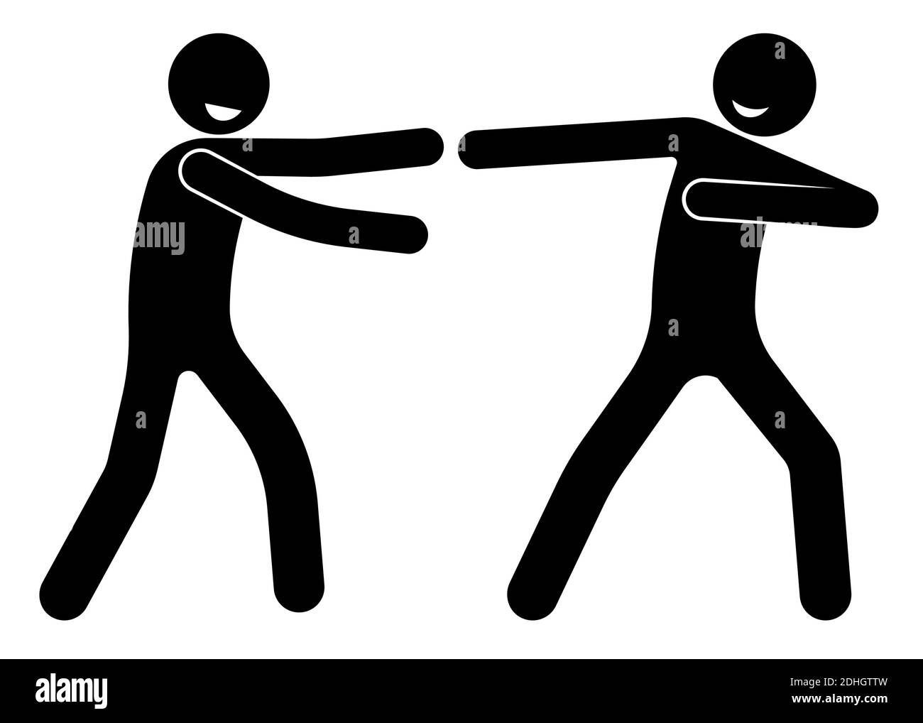 stick figure, people are glad to meet and extended their hands to hug ...