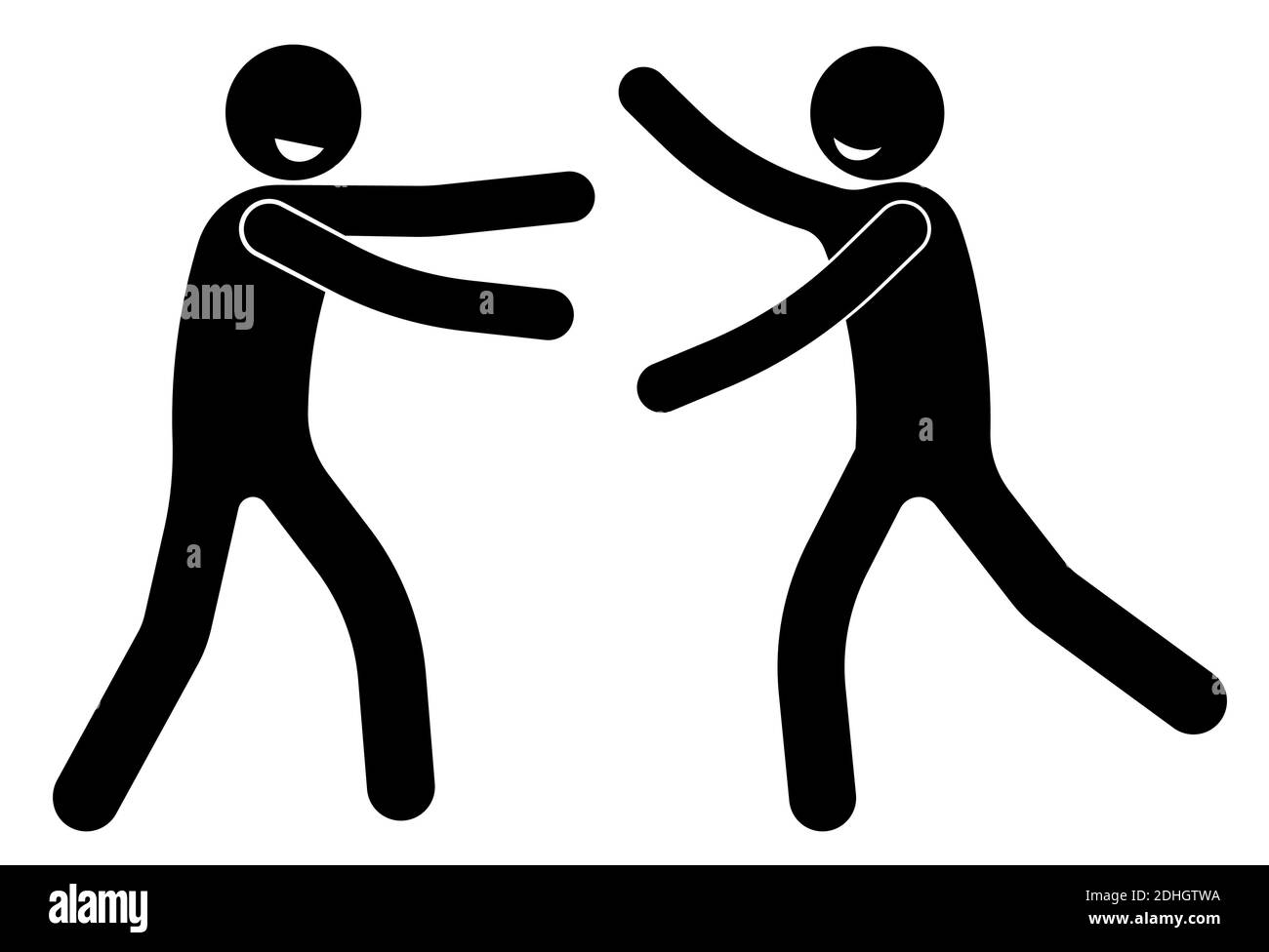 stick figure, cheerful people are glad to meet and extended their hands ...