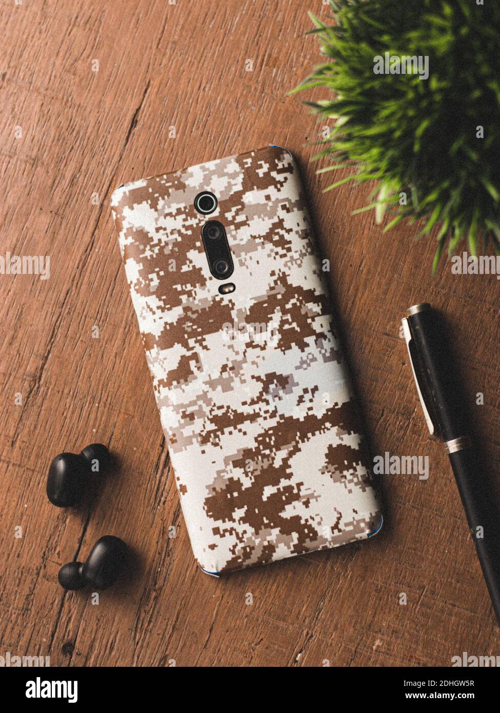 Custom phone skin flatlay with different background color Stock Photo ...