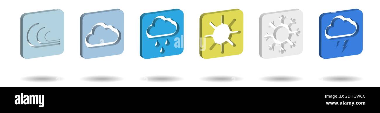 set of square weather icons in realistic design on transparent ...