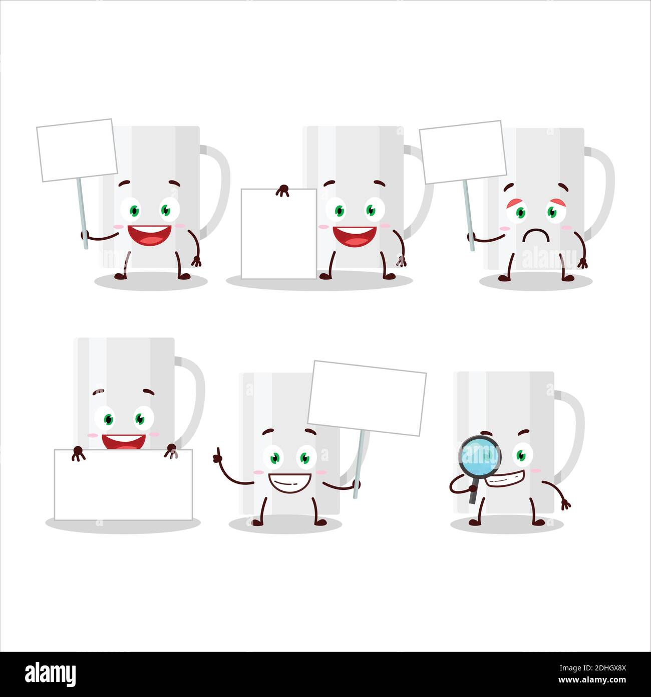 White glass cartoon character bring information board. Vector ...