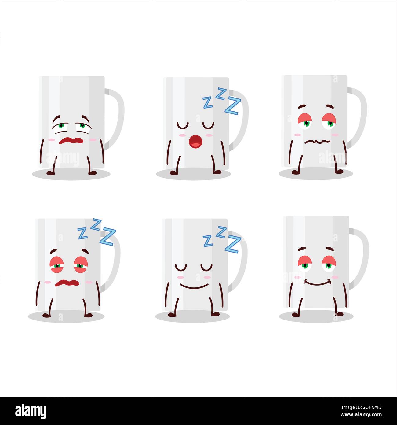 Cartoon character of white glass with sleepy expression. Vector ...