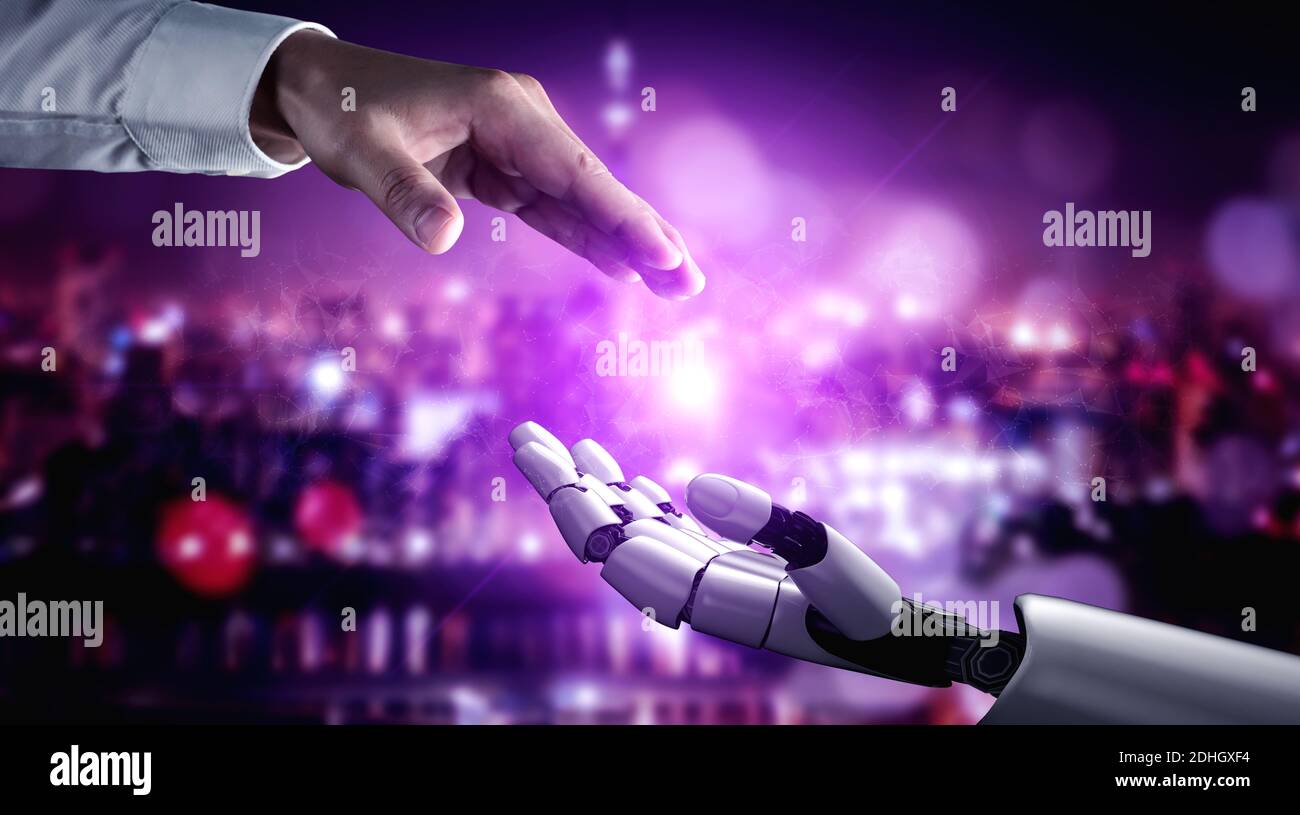 3D rendering artificial intelligence AI research of robot and cyborg ...