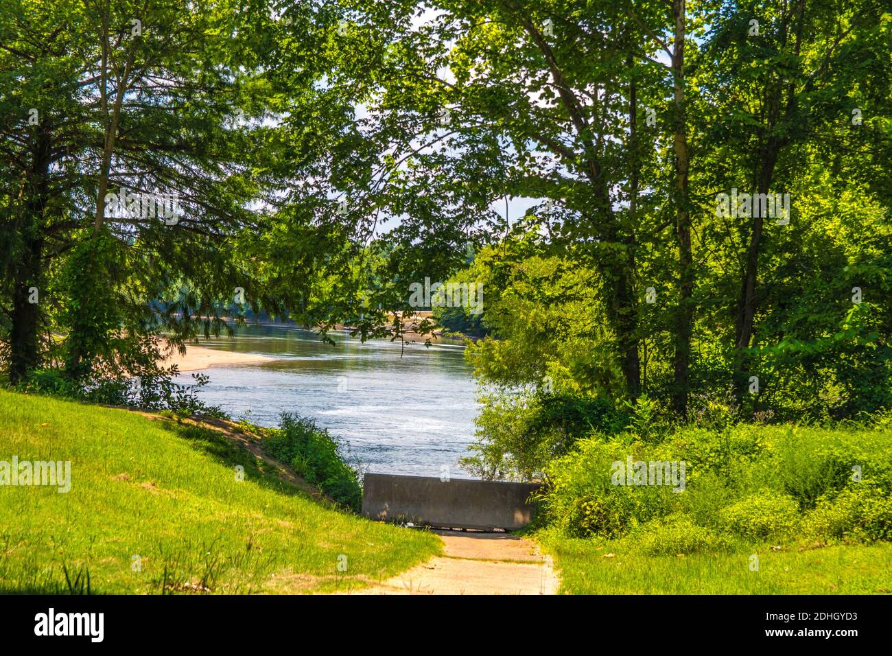 Augusta, Ga USA - 07 04 20: Lock and Dam outdoor blocked off path to a ...