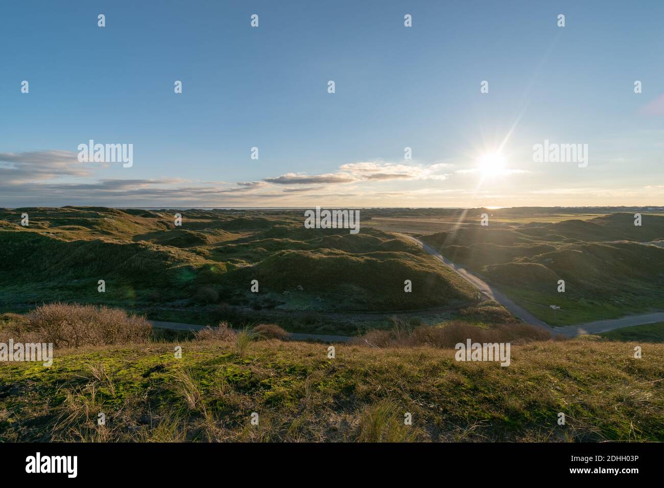 A beautiful landscape of Norderney fields and small hills in Germany ...
