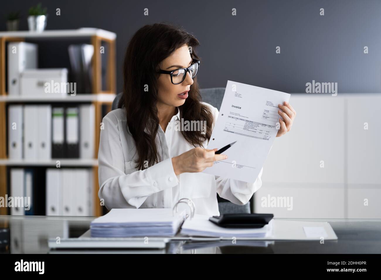 Professional Accountant Showing Sale Tax Invoice In Video Conference ...