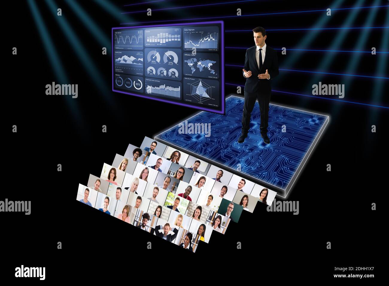 Online Live Conference Event With Virtual Audience Stock Photo - Alamy