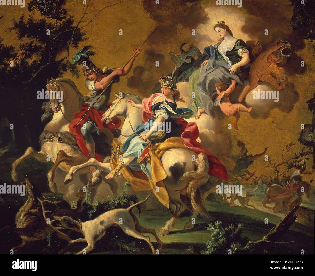 La caccia di Didone ed Enea - Filippo Falciatore 1750 Stock Photo - Alamy