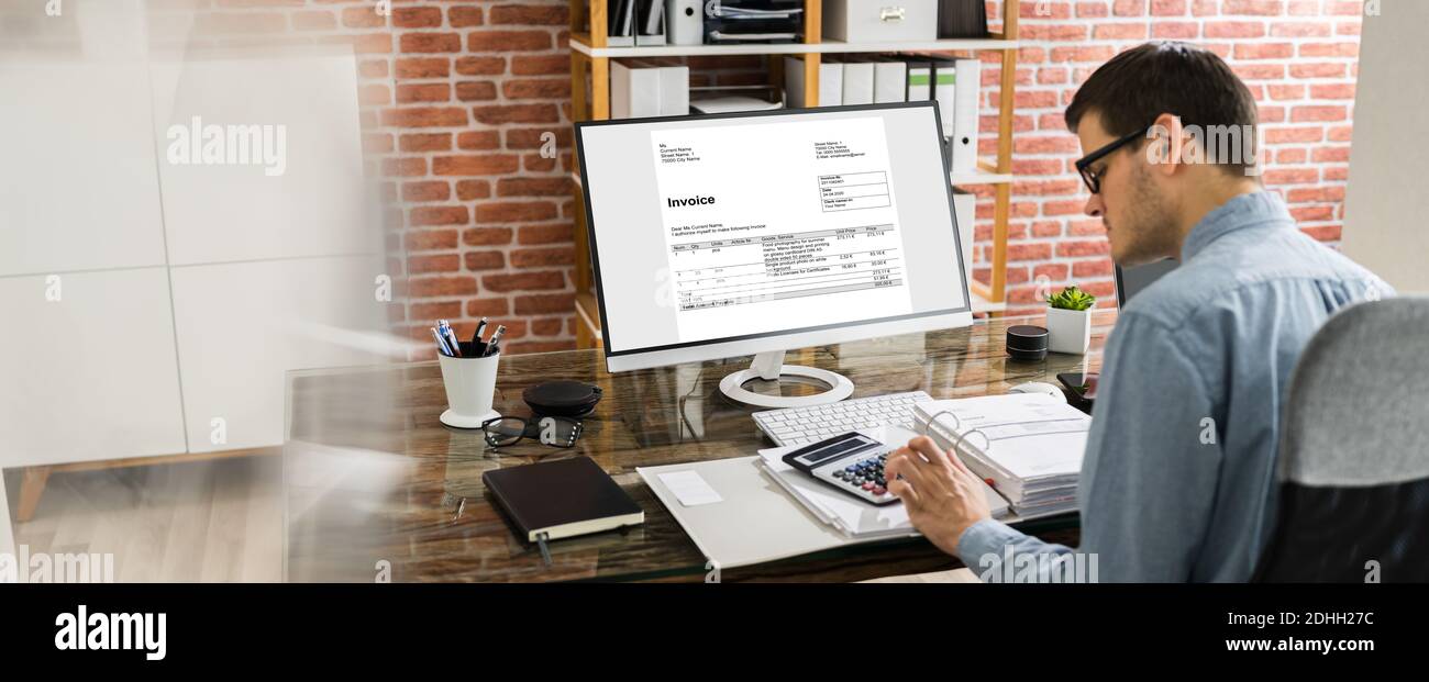 Chartered Tax Accountant Using Modern Invoice Billing Software Stock ...