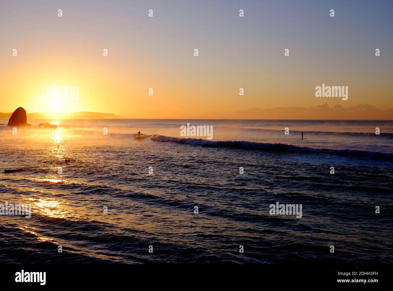 Sunrise dawn daybreak rising sun early morning Freshwater Bay Isle of ...
