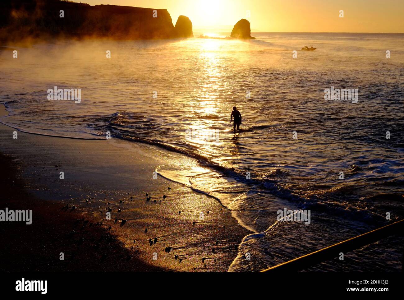 Wild swimming at daybreak sunrise dawn Freshwater Bay Isle of Wight ...