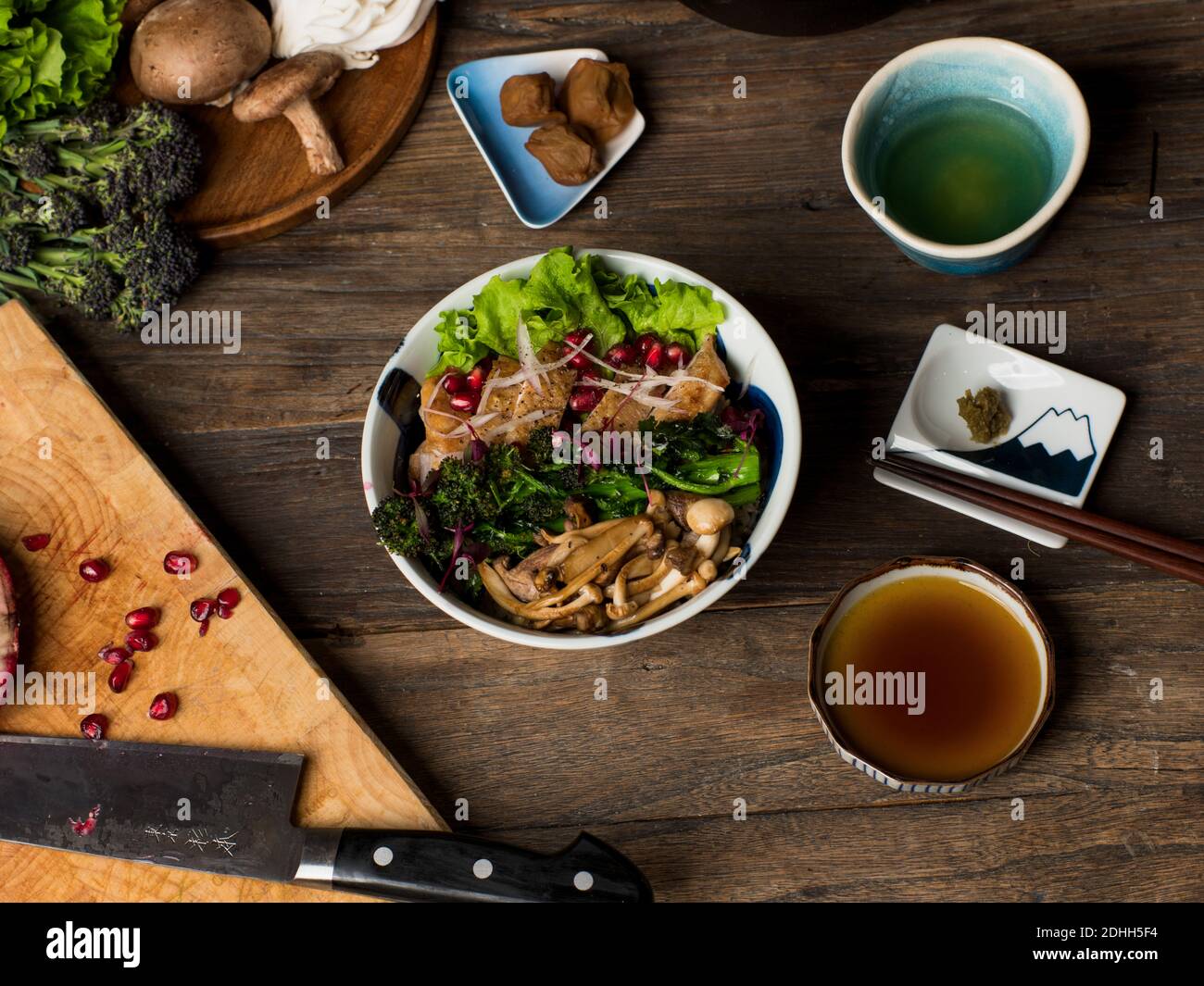 A top view of the salad making process Stock Photo - Alamy